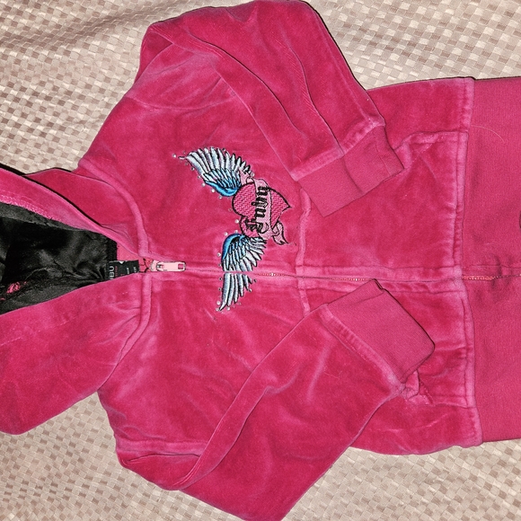 FUBU | Shirts & Tops | Vintage Fubu Pink Velour Hoodie With Winged ...